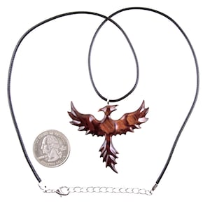 Hand Carved Phoenix Necklace Wooden Rising Phoenix Pendant | Etsy