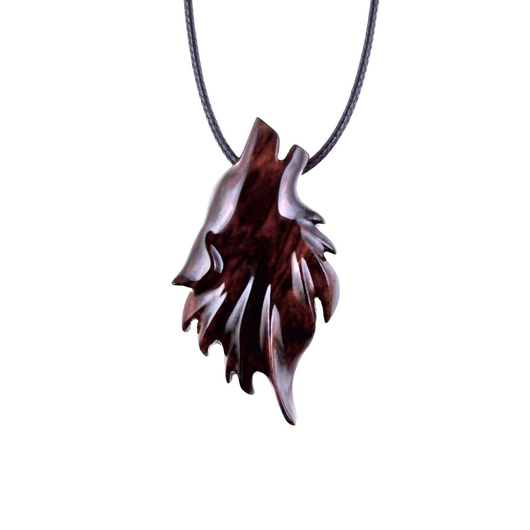 Carved Wolf Pendant, Wooden Wolf Necklace, Spirit Animal Totem ...