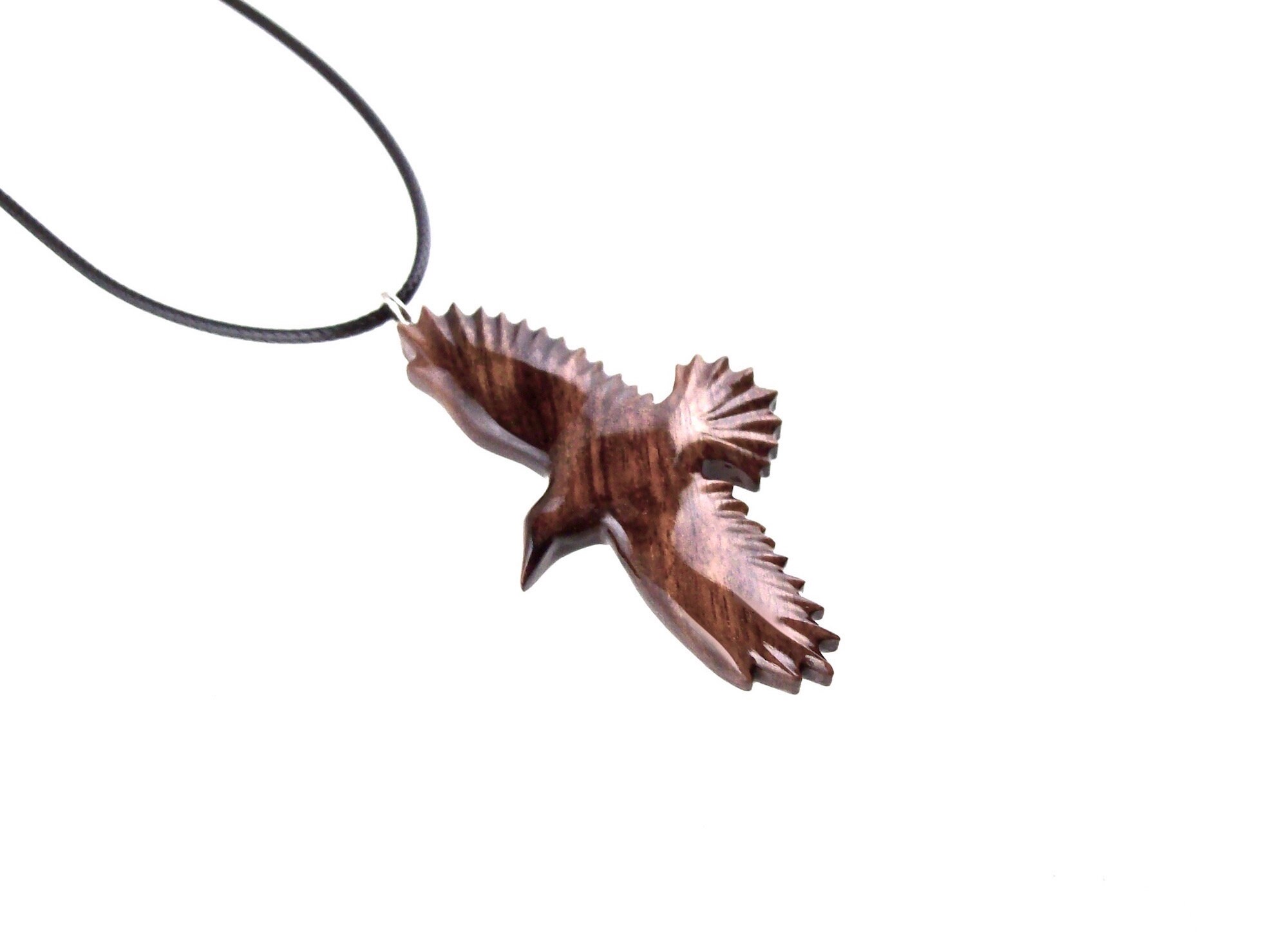 Hand Carved Raven Pendant Raven Necklace Wooden Crow - Etsy