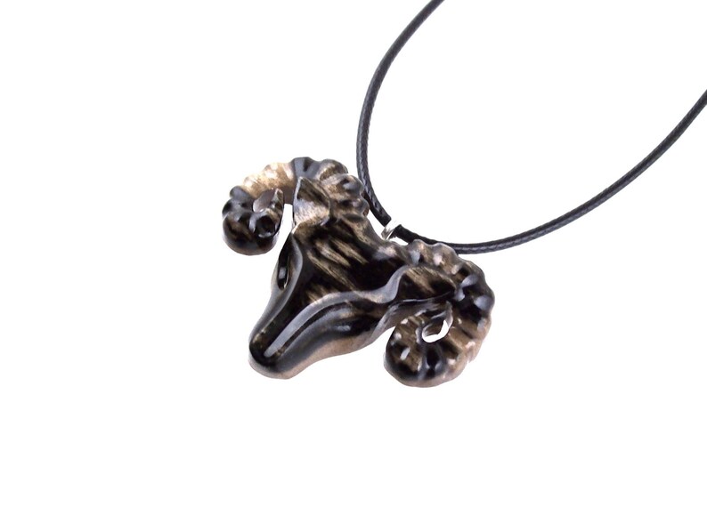 Ram Necklace Hand Carved Wooden Ram Head Pendant Mens Wood - Etsy
