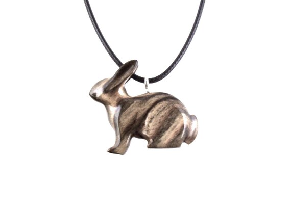 Rabbit Necklace Hand Carved Wooden Bunny Pendant Wood Animal - Etsy