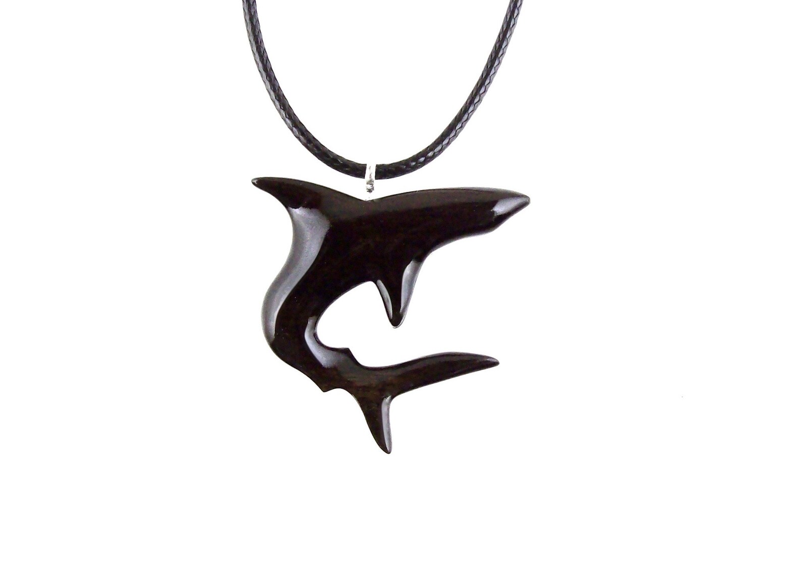 Shark Pendant Hand Carved Wooden Shark Necklace Mens Wood | Etsy