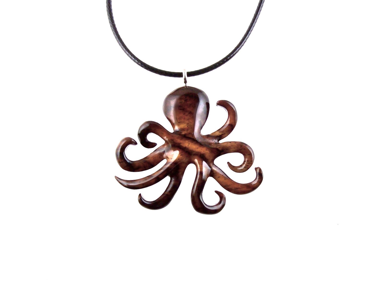 Octopus Necklace Hand Carved Wooden Octopus Pendant Squid | Etsy