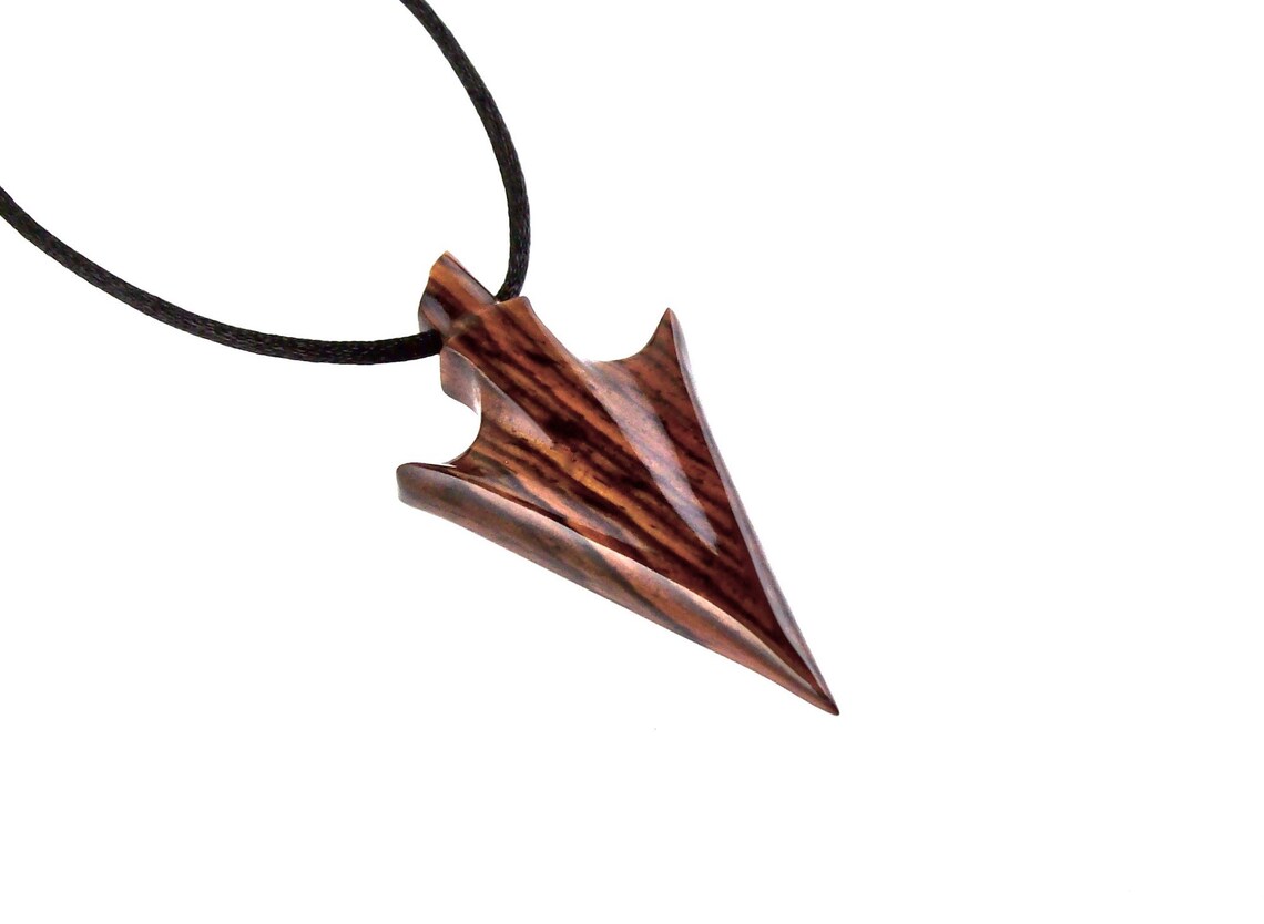 Hand Carved Wooden Arrowhead Necklace Arrow Pendant Mens - Etsy