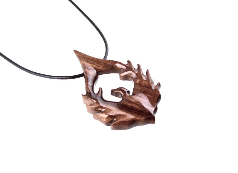 Wooden Phoenix Necklace Hand Carved Phoenix Rising Pendant | Etsy