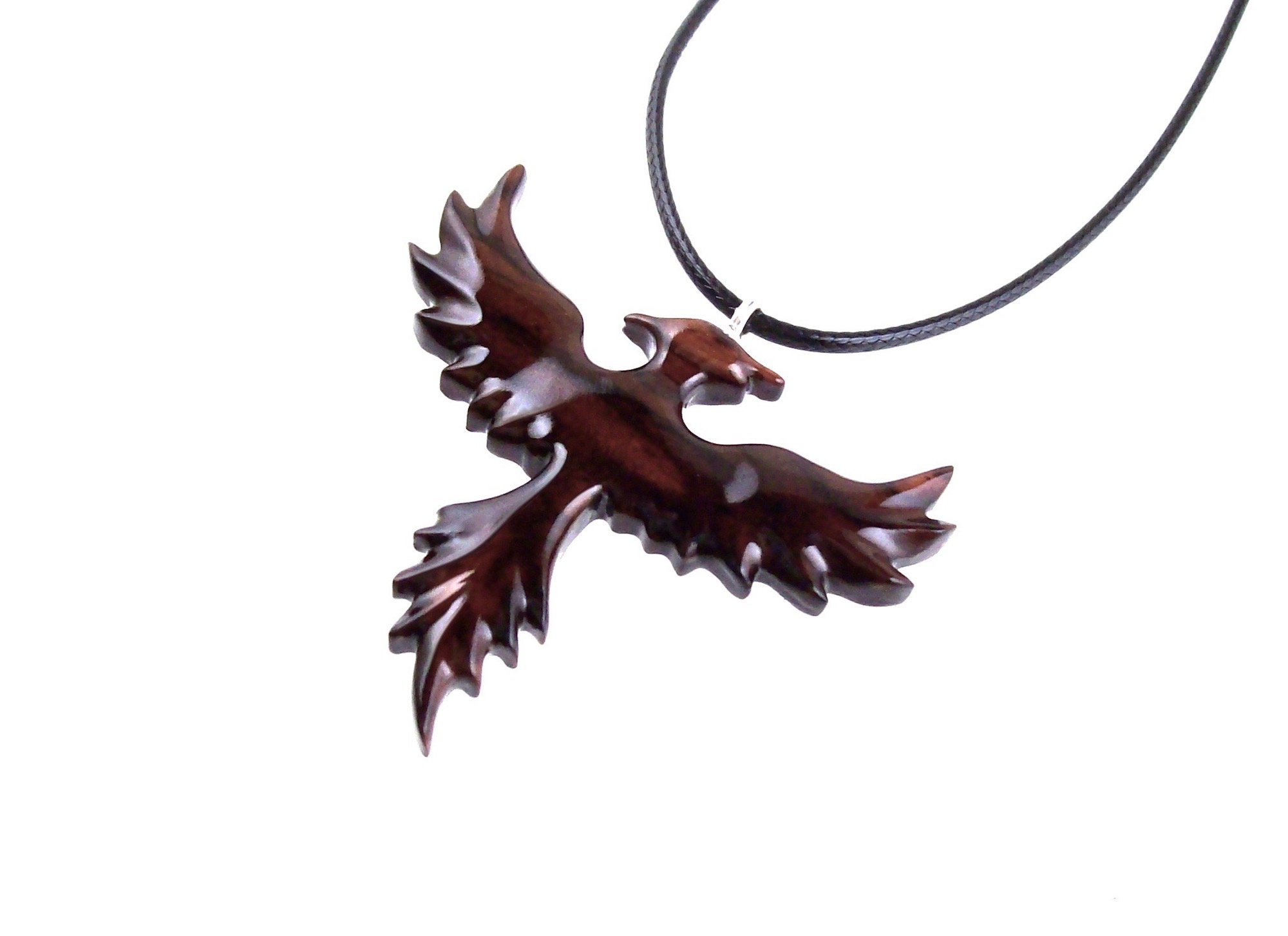 Hand Carved Phoenix Necklace Wooden Rising Phoenix Pendant - Etsy