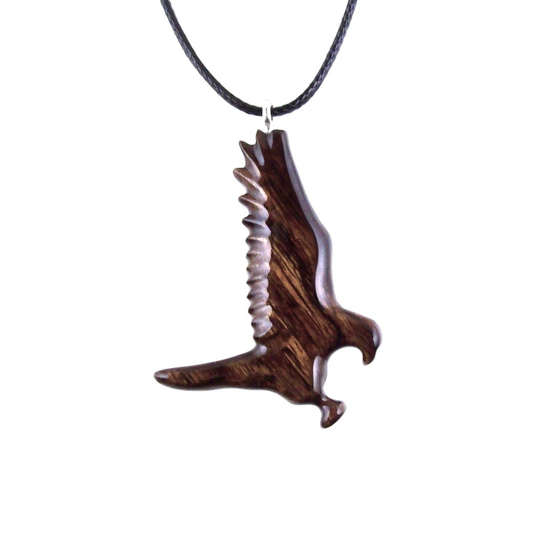 Hand Carved Hawk Pendant, Wooden Falcon Necklace, Wood Bird Necklace ...