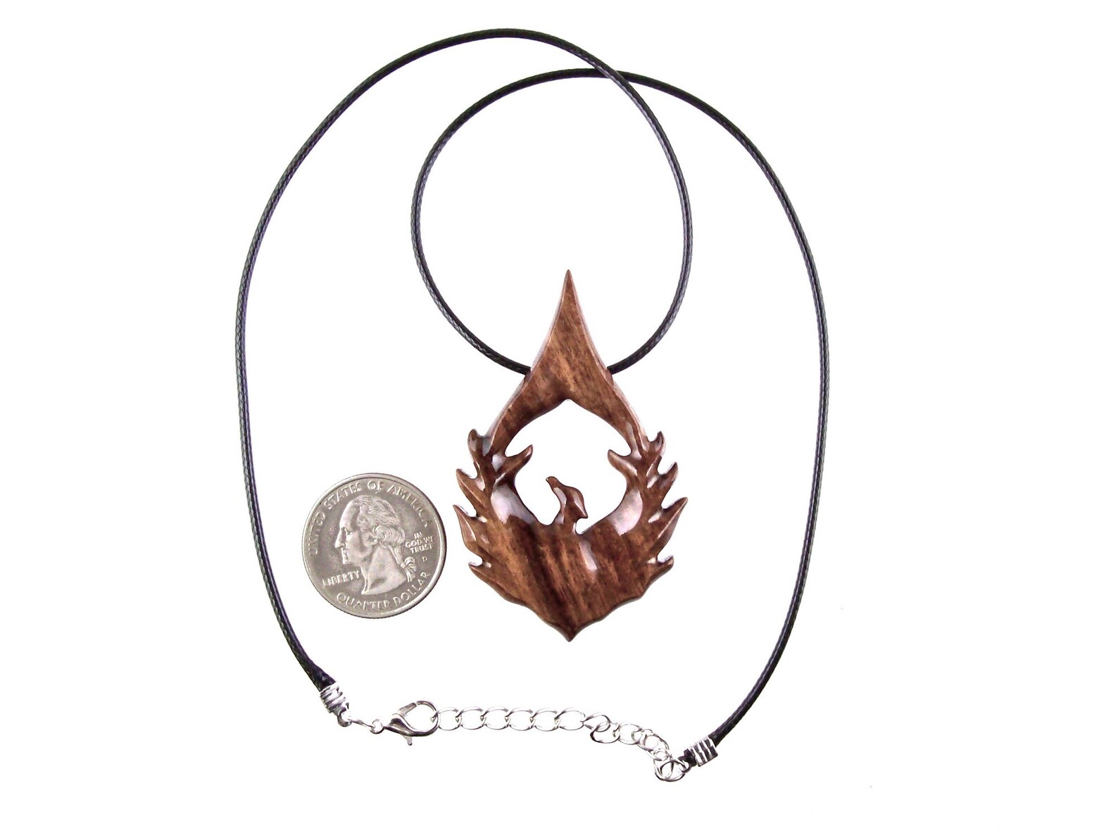 Wooden Phoenix Necklace Hand Carved Phoenix Rising Pendant | Etsy