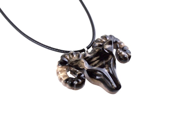 Ram Necklace Hand Carved Wooden Ram Head Pendant Mens Wood - Etsy
