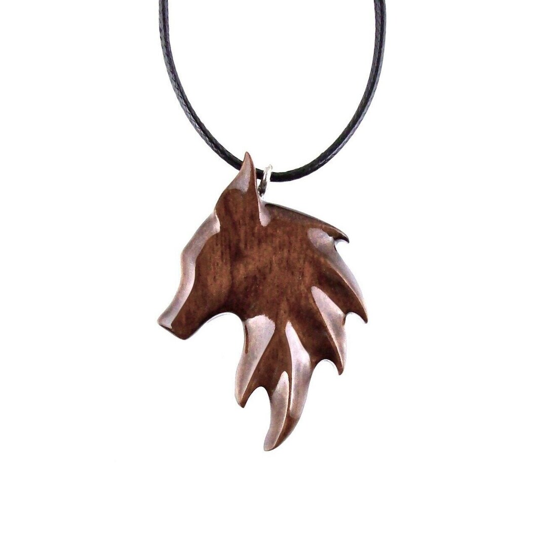 Fox Necklace, Hand Carved Fox Pendant, Wooden Animal Pendant, Totem ...