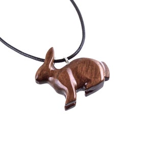Hand Carved Bunny Pendant Wooden Rabbit Necklace Pet Animal - Etsy