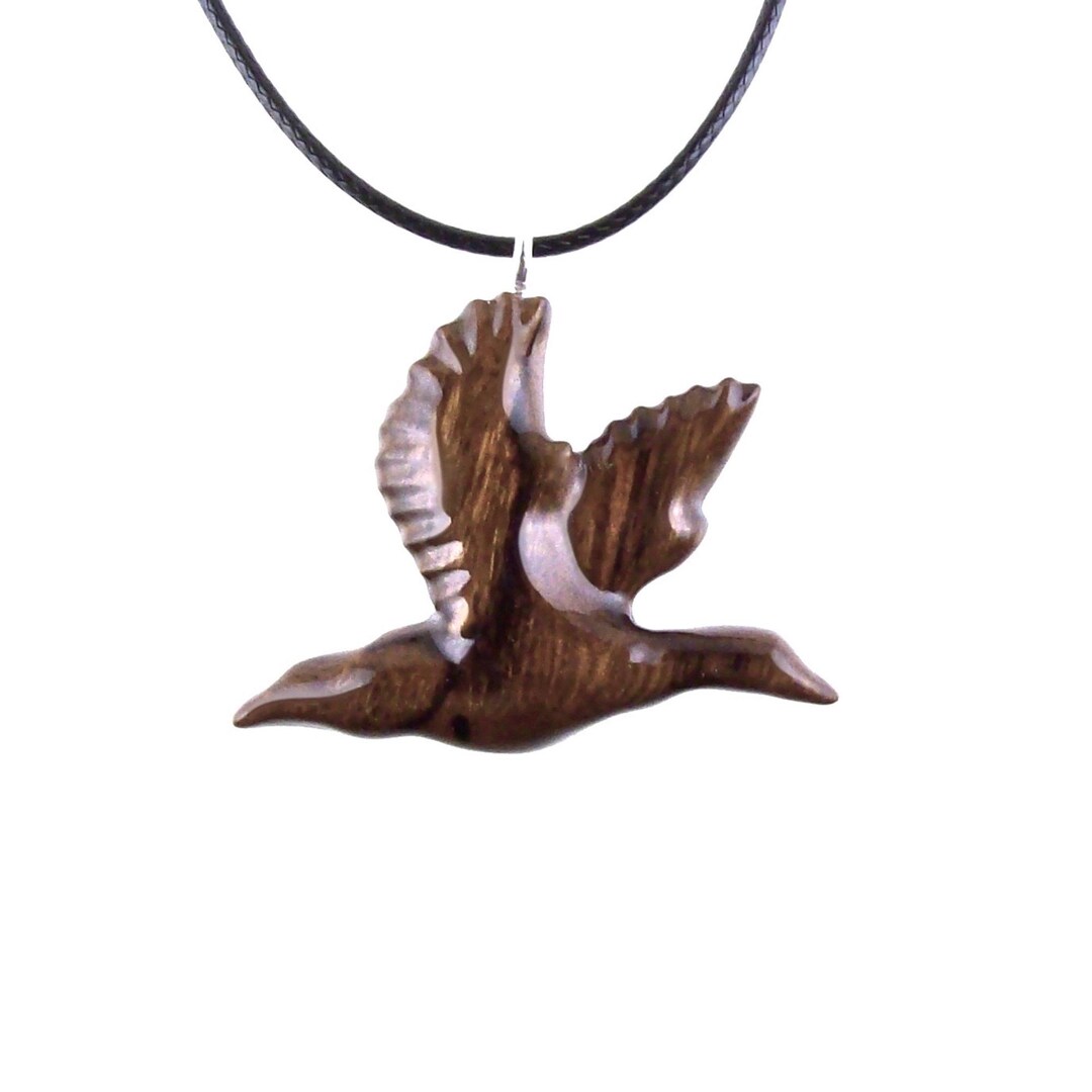 Duck Necklace, Hand Carved Wooden Duck Pendant, Wood Mallard Necklace ...