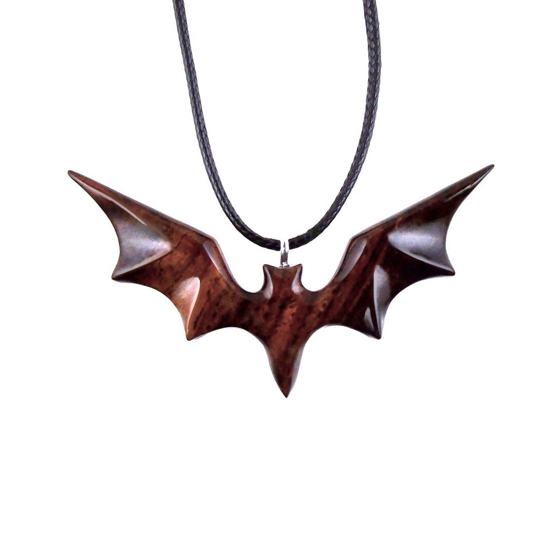 Hand Carved Bat Necklace, Wooden Bat Pendant, Totem Spirit Animal ...