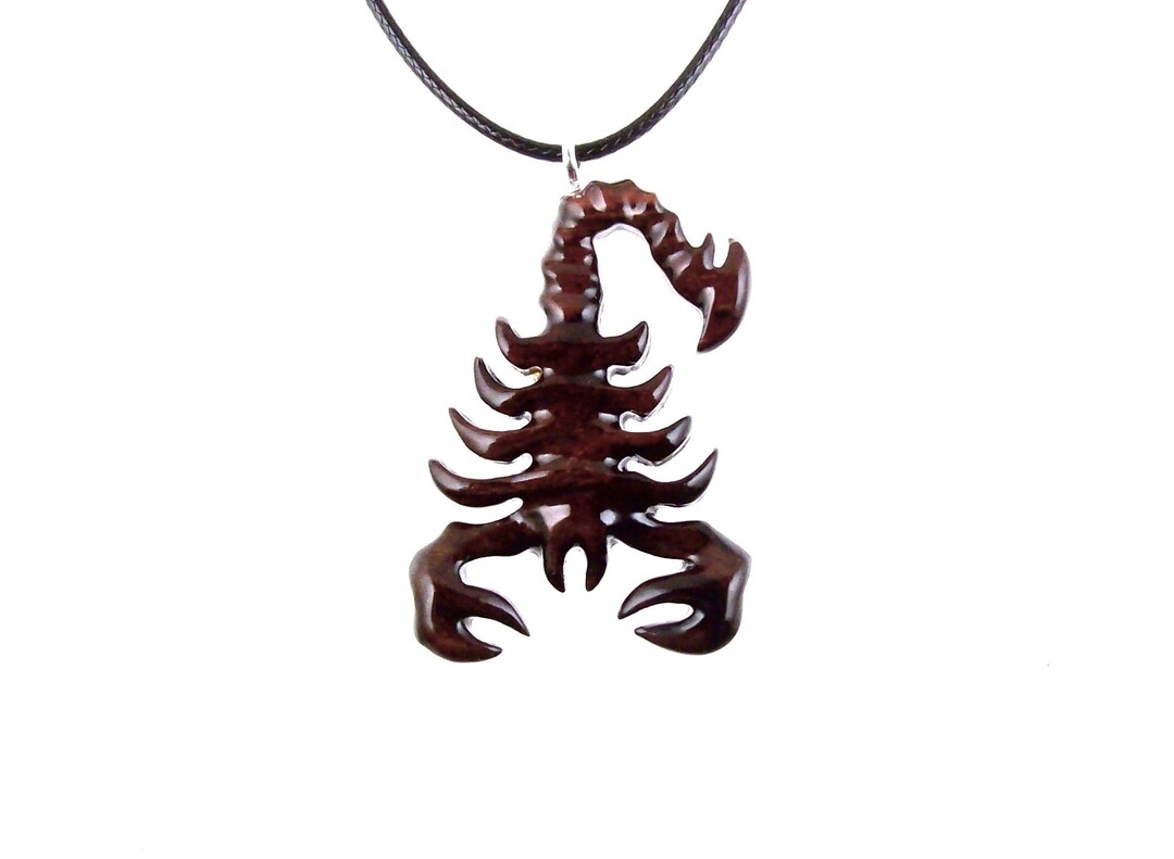 Hand Carved Scorpion Pendant Wooden Scorpion Necklace Mens - Etsy
