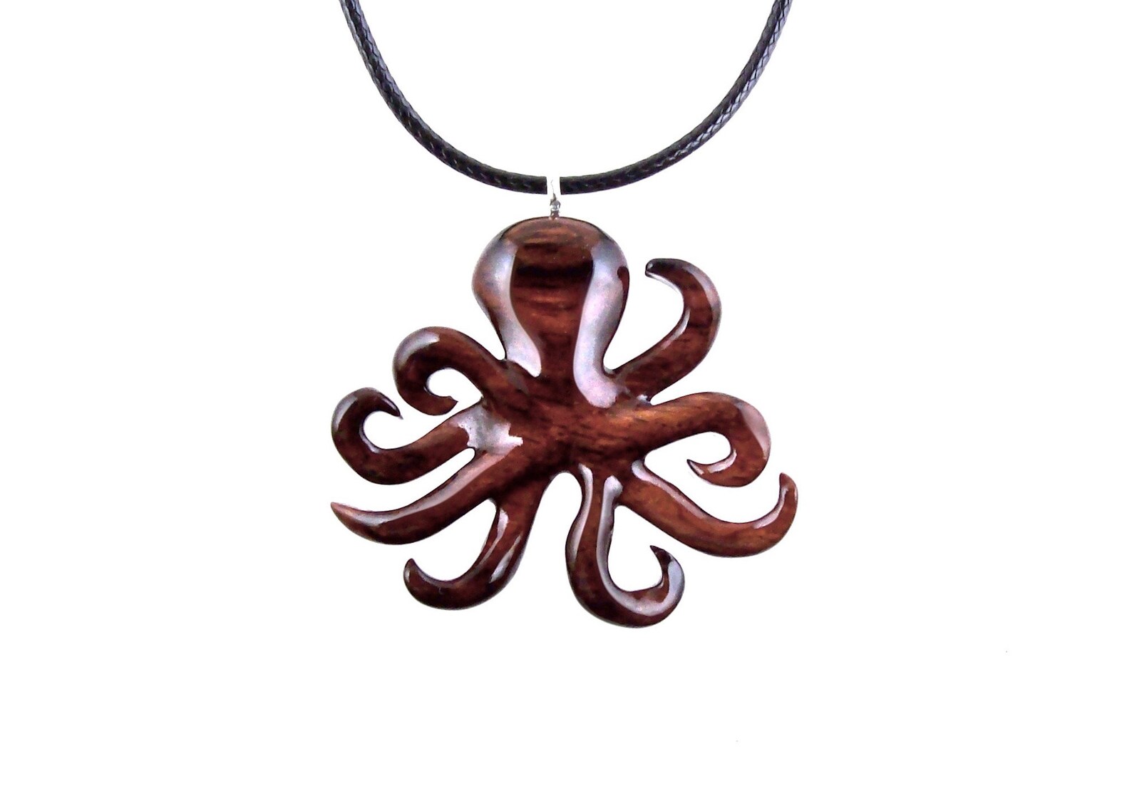 Octopus Necklace Hand Carved Wooden Octopus Pendant Squid - Etsy
