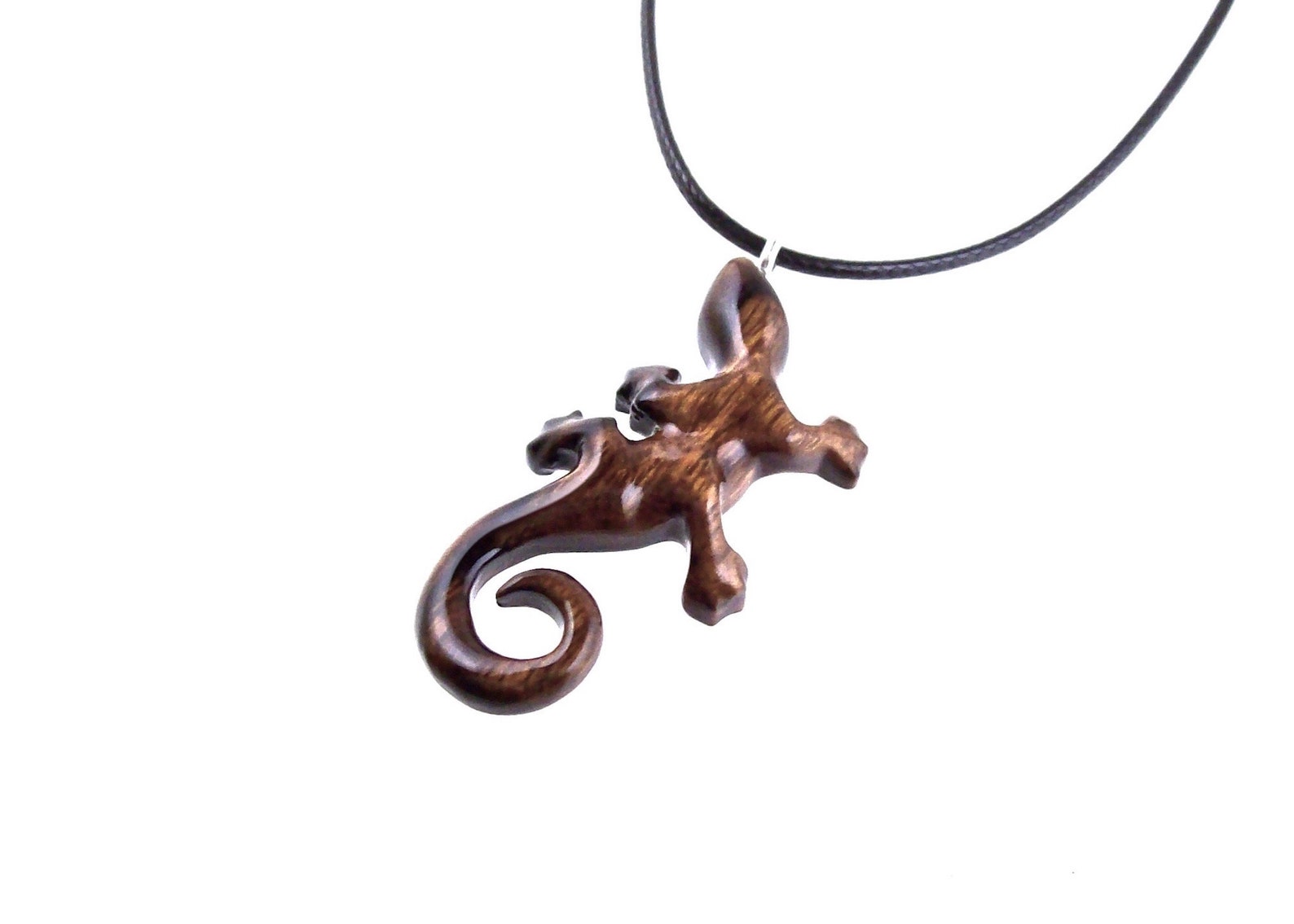 Gecko Pendant Wooden Lizard Necklace Hand Carved Wood - Etsy