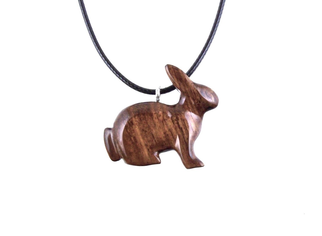 Hand Carved Bunny Pendant Wooden Rabbit Necklace Pet Animal - Etsy