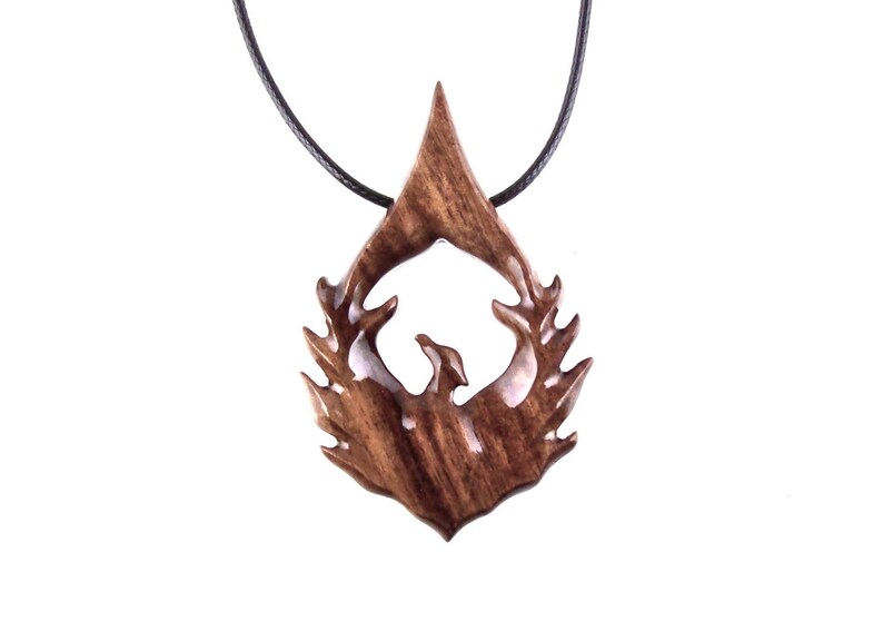 Wooden Phoenix Necklace Hand Carved Phoenix Rising Pendant - Etsy