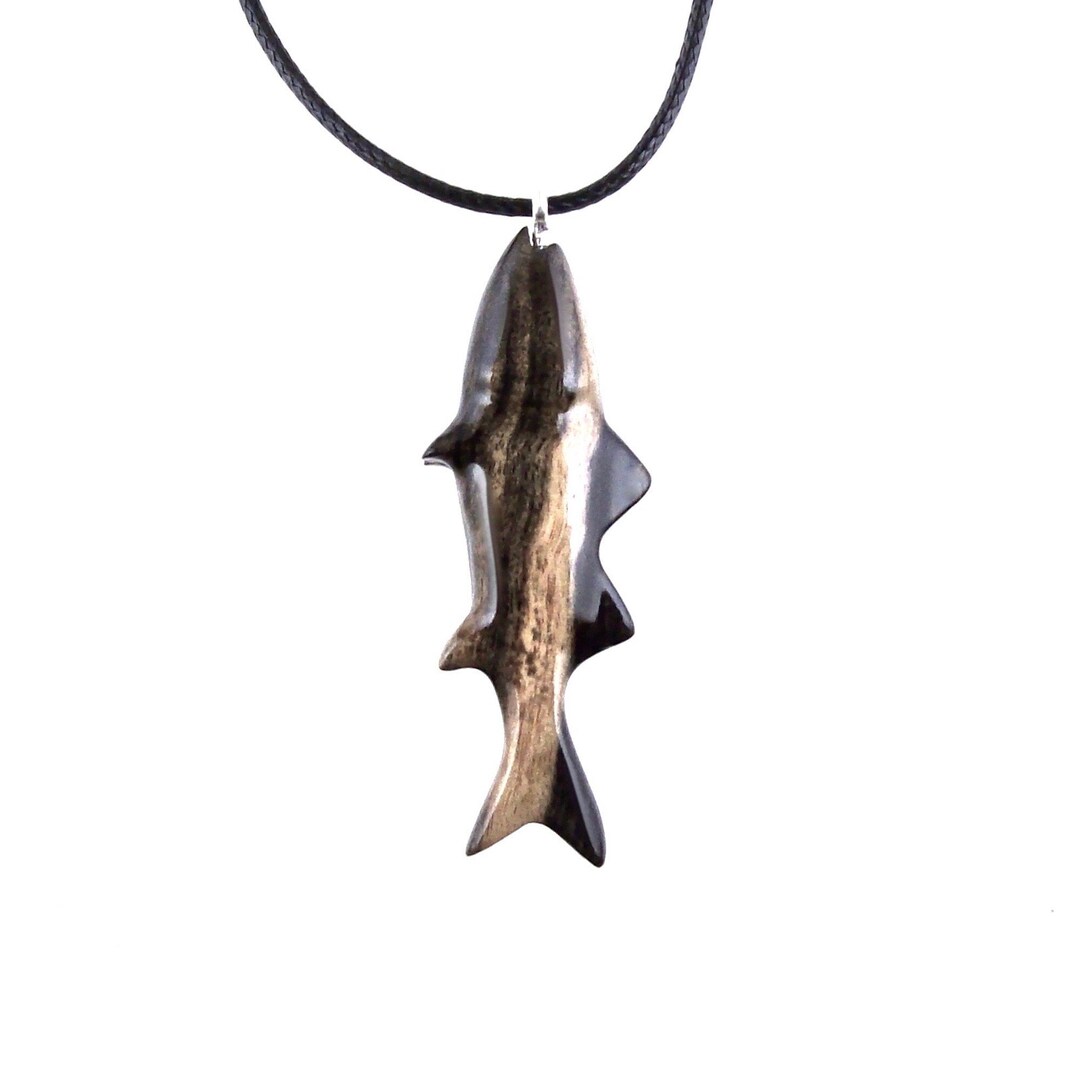 Striped Bass Pendant, Hand Carved Fish Necklace, Wooden Fishermen ...