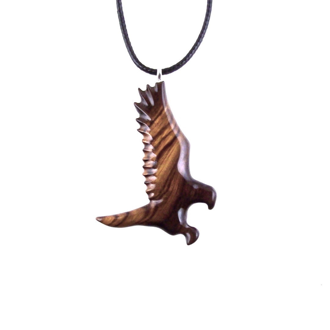 Hand Carved Hawk Pendant, Wooden Falcon Necklace, Wood Bird Necklace ...