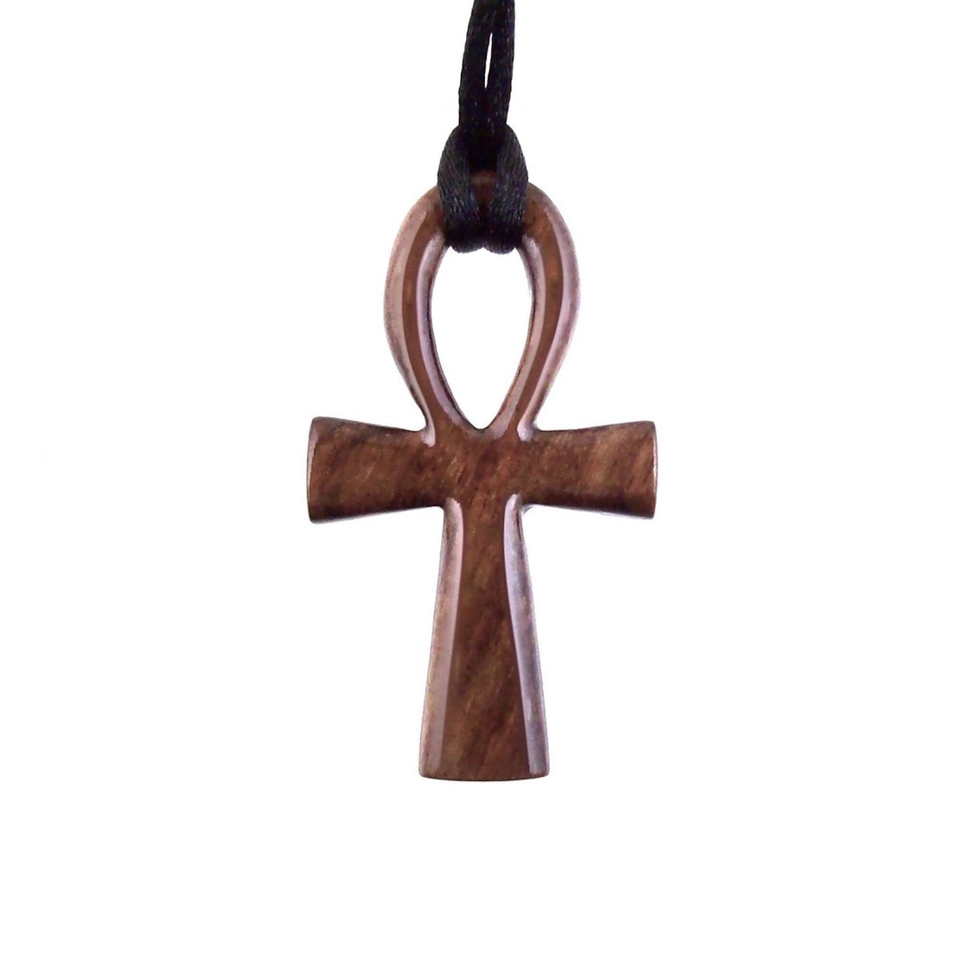 Wood Ankh Pendant, Hand Carved Egyptian Wooden Ankh Cross Necklace for ...