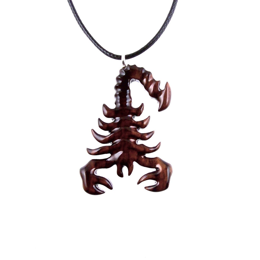 Hand Carved Scorpion Pendant, Wooden Scorpion Necklace, Mens Wood ...