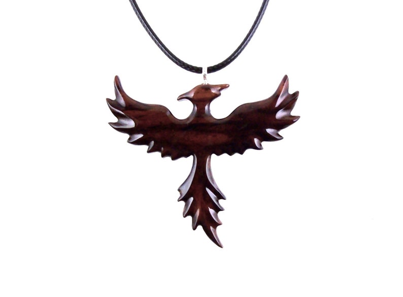 Hand Carved Phoenix Necklace Wooden Rising Phoenix Pendant - Etsy