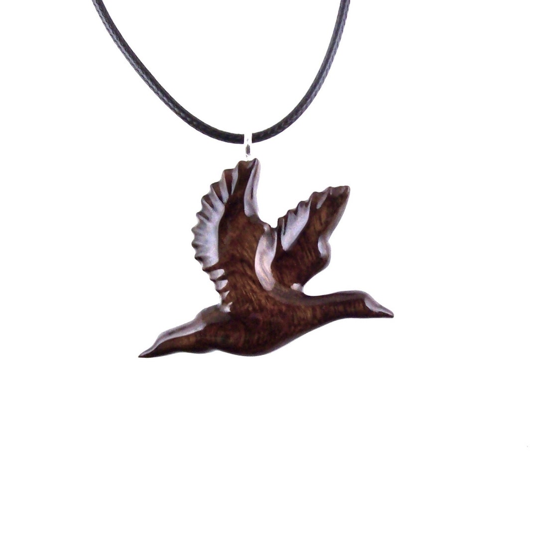 Duck Necklace Hand Carved Wooden Duck Pendant Wood Mallard - Etsy