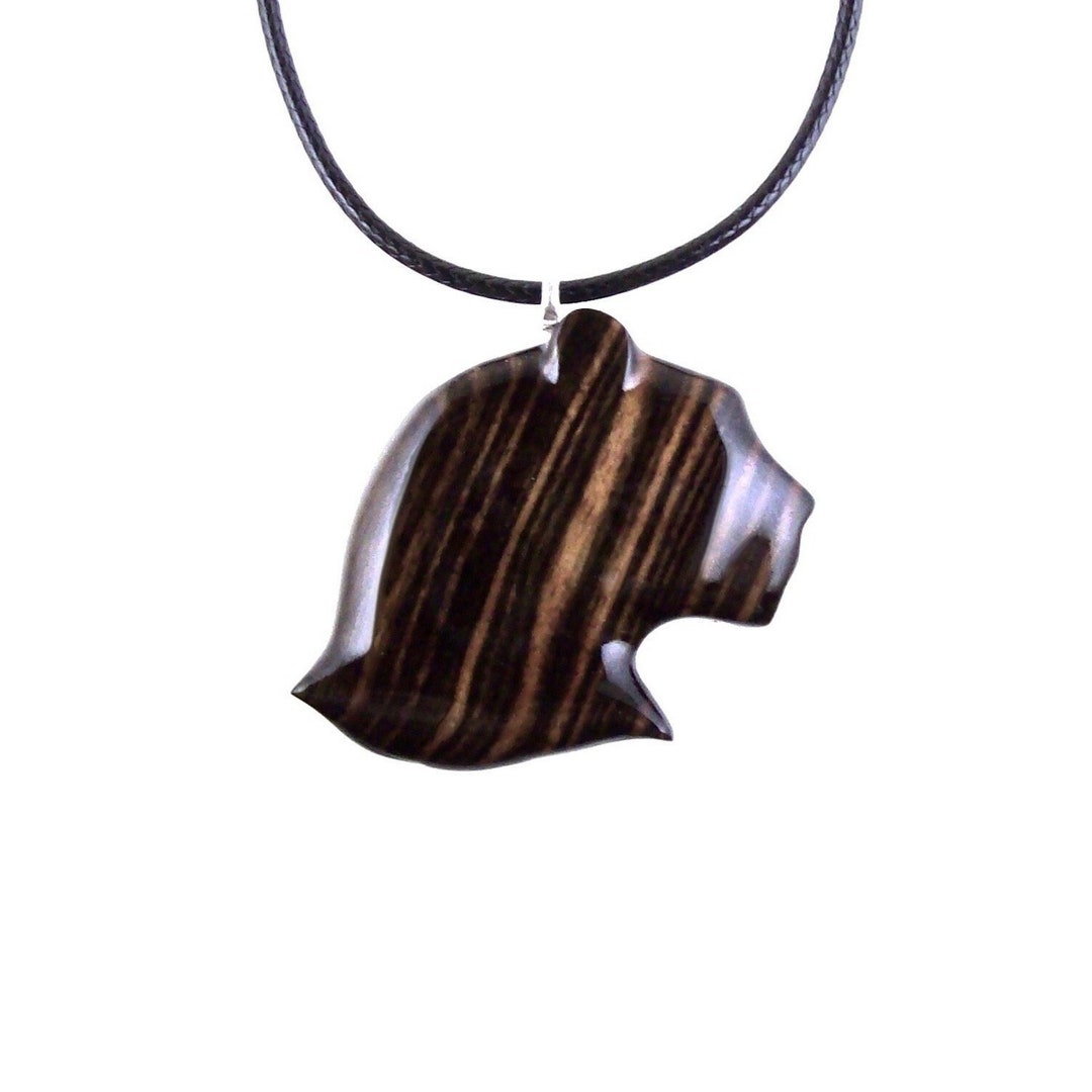 Wooden Panther Pendant, Hand Carved Jaguar Head Necklace, Cougar ...