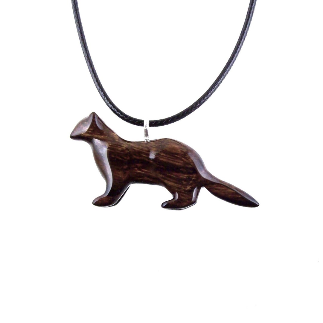 Hand Carved Ferret Necklace, Wooden Mink Pendant, Ferret Pet Animal ...