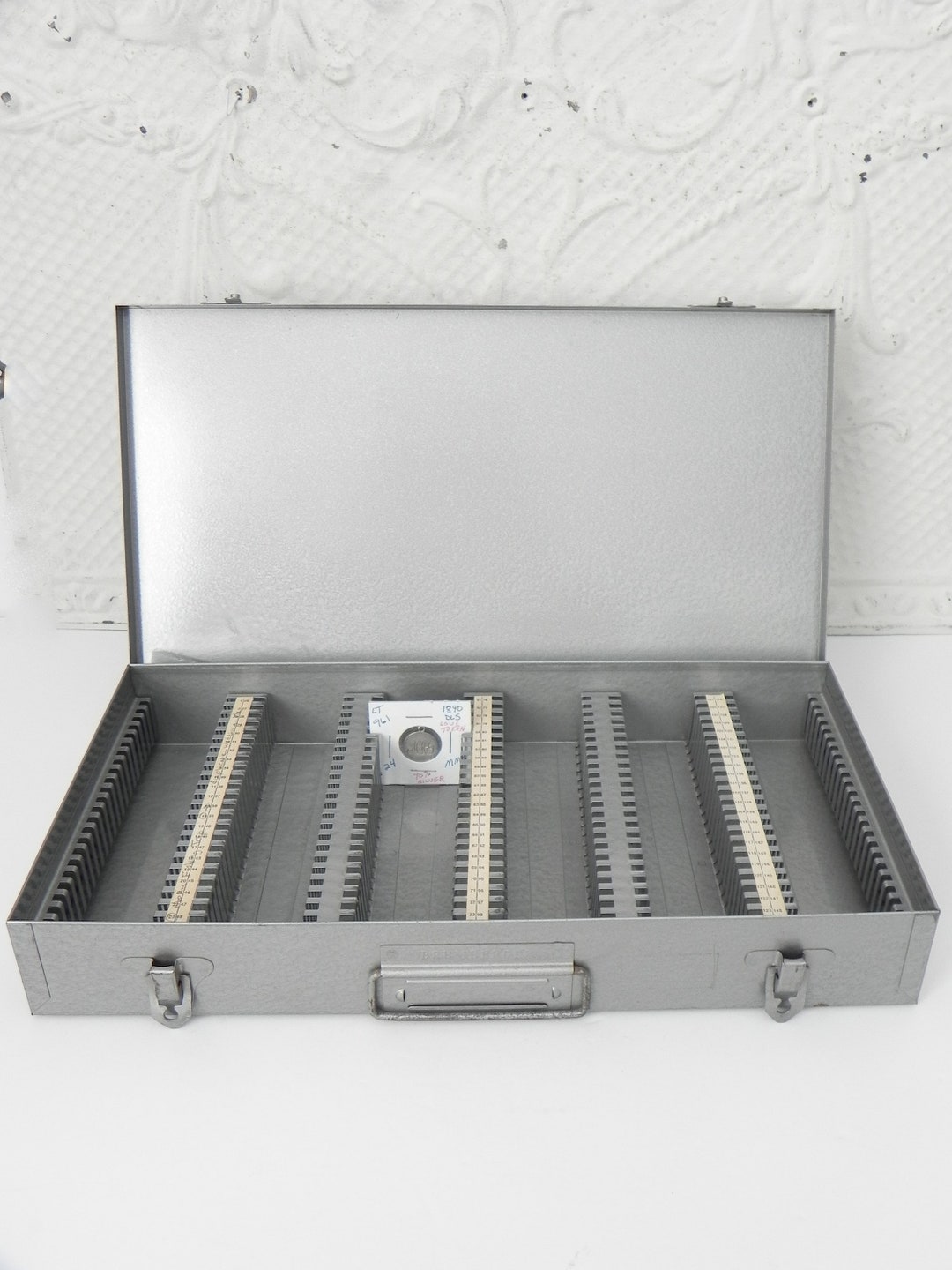 VINTAGE // Industrial Steampunk Metal Storage Box // Grey Enameled ...