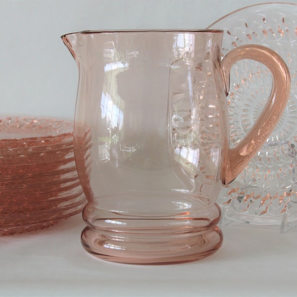 Pink Glass Pitcher - Etsy
