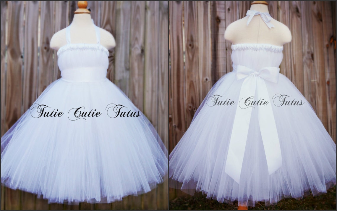 Elegant White Tutu Dress With Wide White Satin Sash NB-8 - Etsy