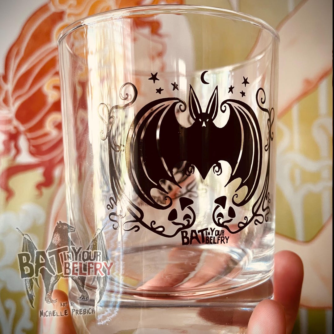 Bat Art Nouveau Old Fashioned Whiskey Glass - Etsy