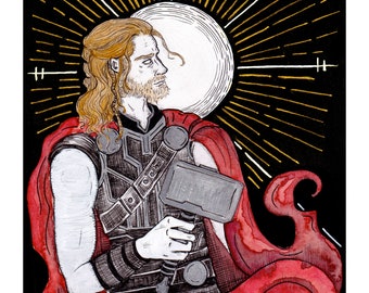 Thor Norse Art Print - Etsy