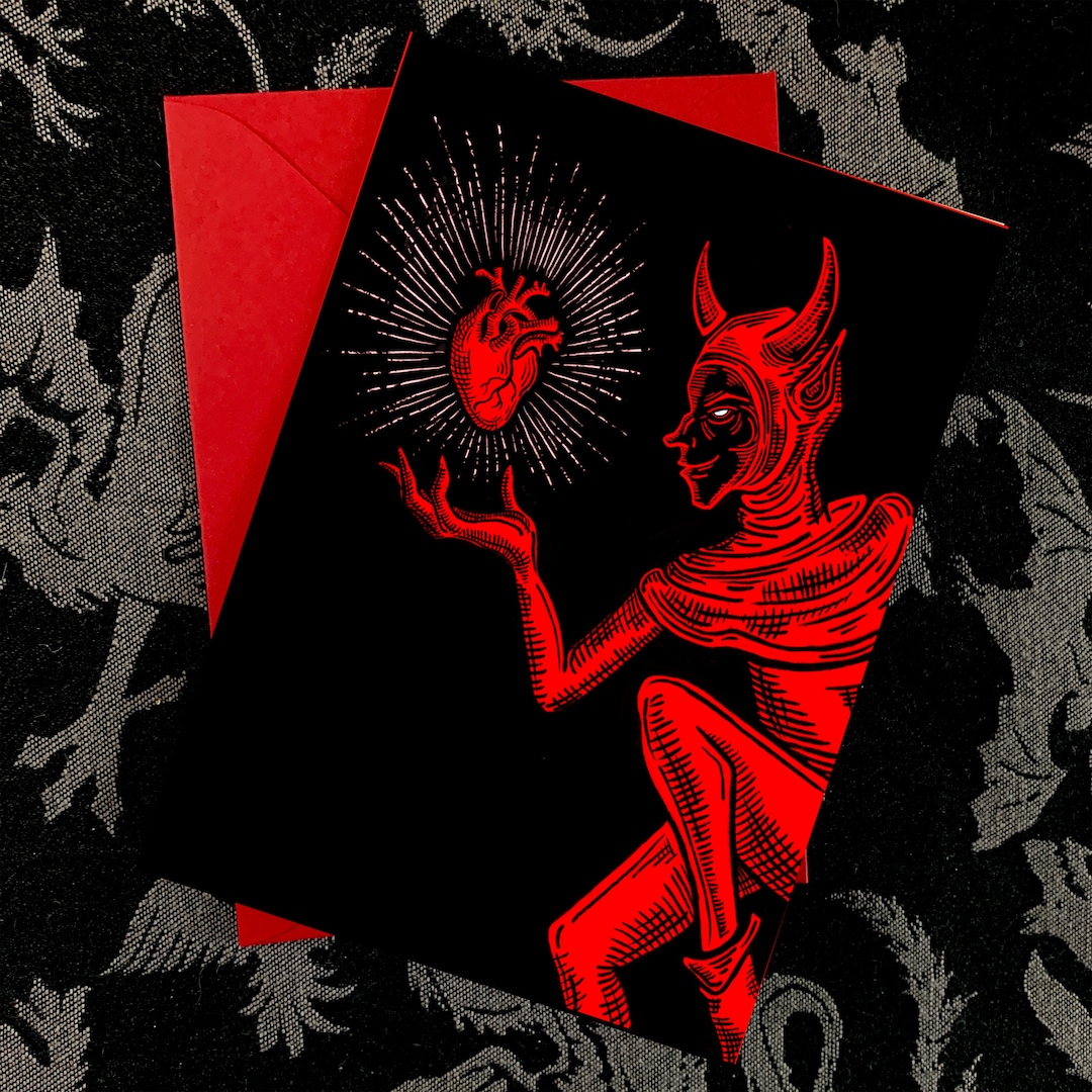 Devil With Heart Valentines Day Greeting Card - Etsy