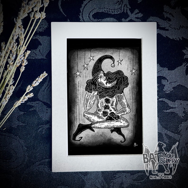 Sad Pierrot Moon Man Fine Art Print - Etsy