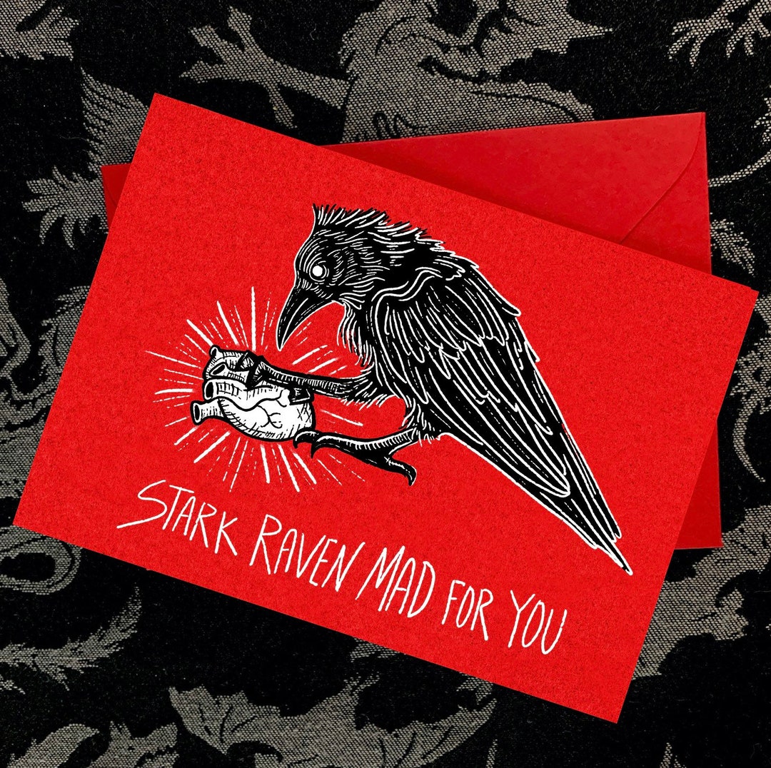 Raven Valentines Day Greeting Card - Etsy