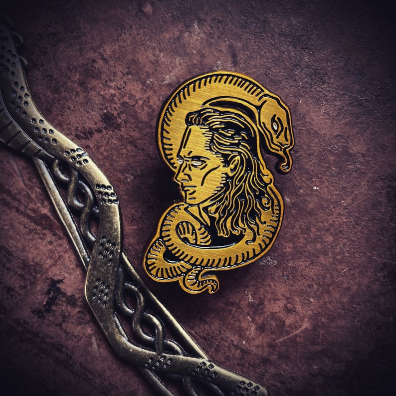 God of Mischief Loki Antique Gold Enamel Pin - Etsy