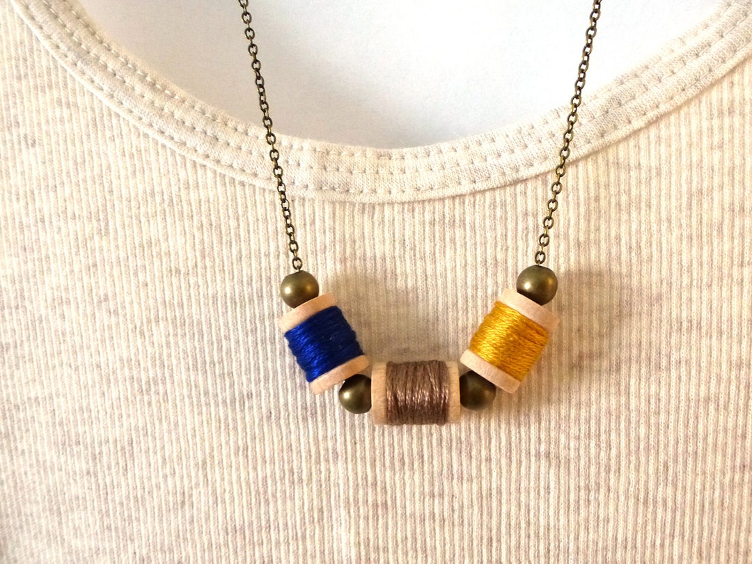 Tiny Thread Spool Necklace, Jewelry for Sewers, Spool Necklace, Fall ...