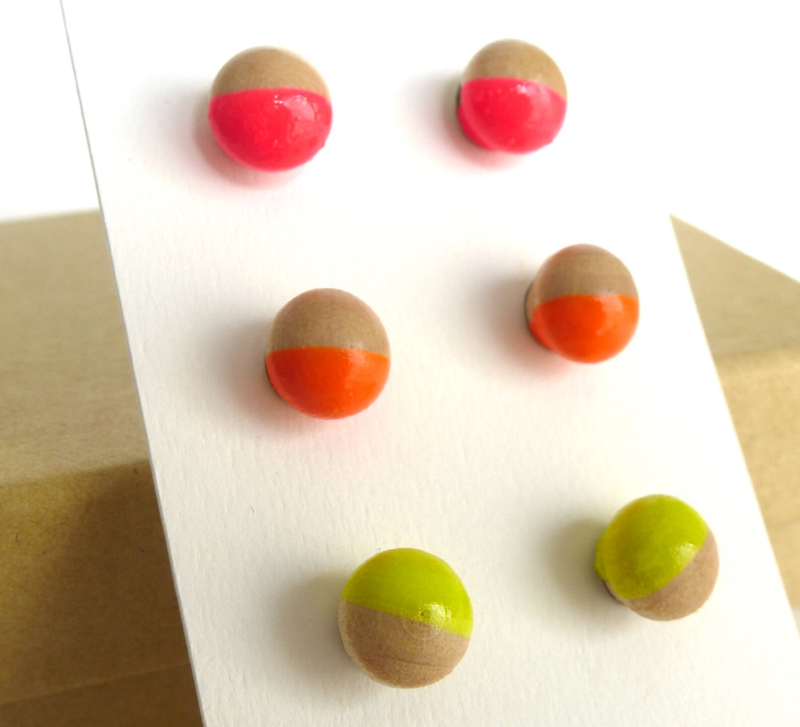 Neon earring set neon pink earrings neon orange earrings | Etsy