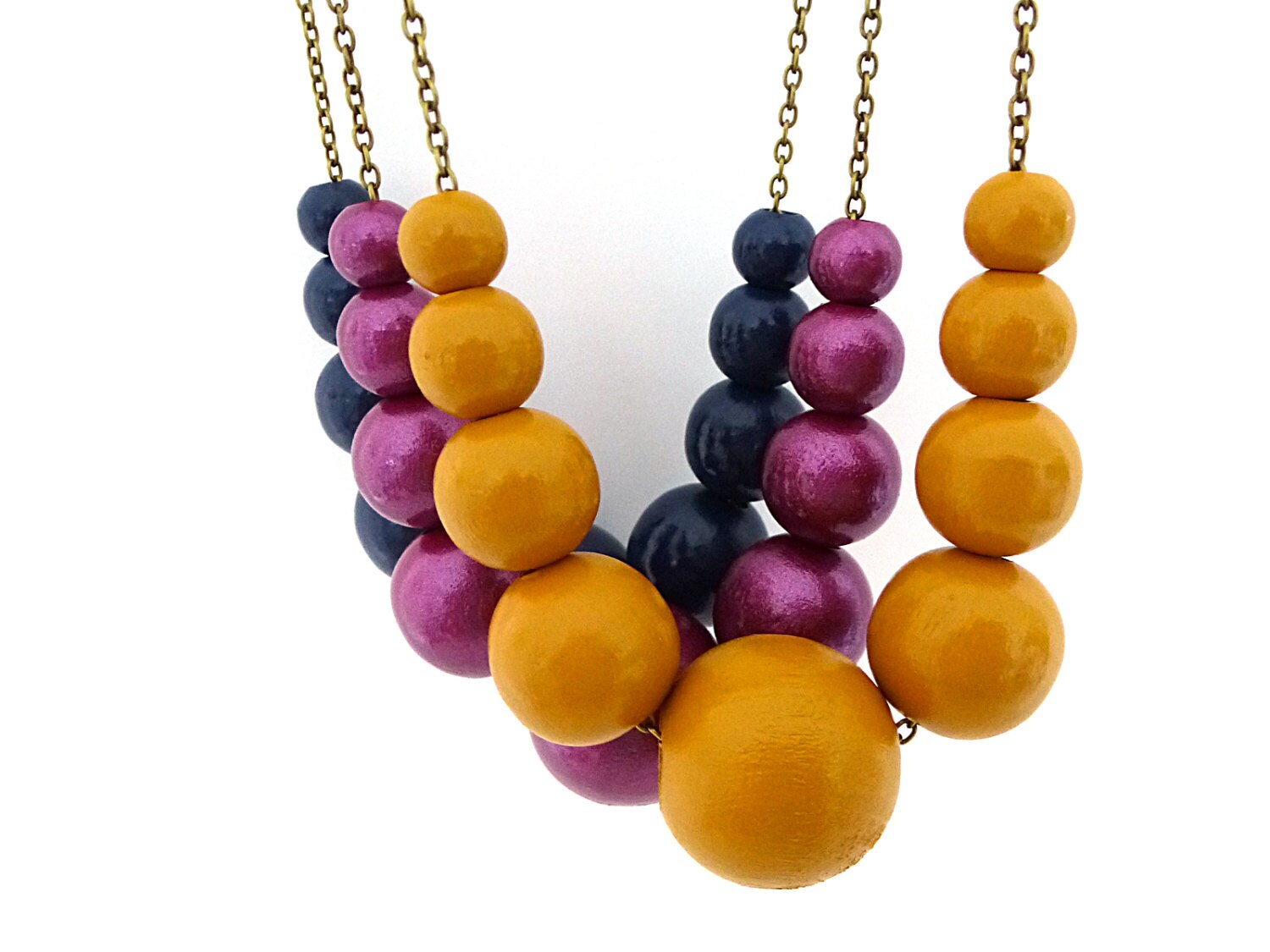 Mustard Yellow Necklace Graduated Wood Bead Necklace Beaded | Etsy