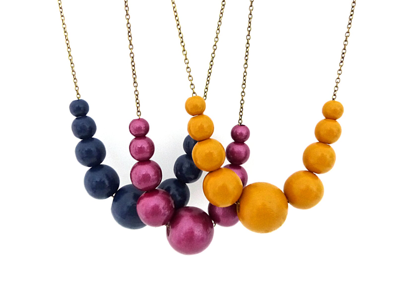 Mustard Yellow Necklace Graduated Wood Bead Necklace Beaded | Etsy