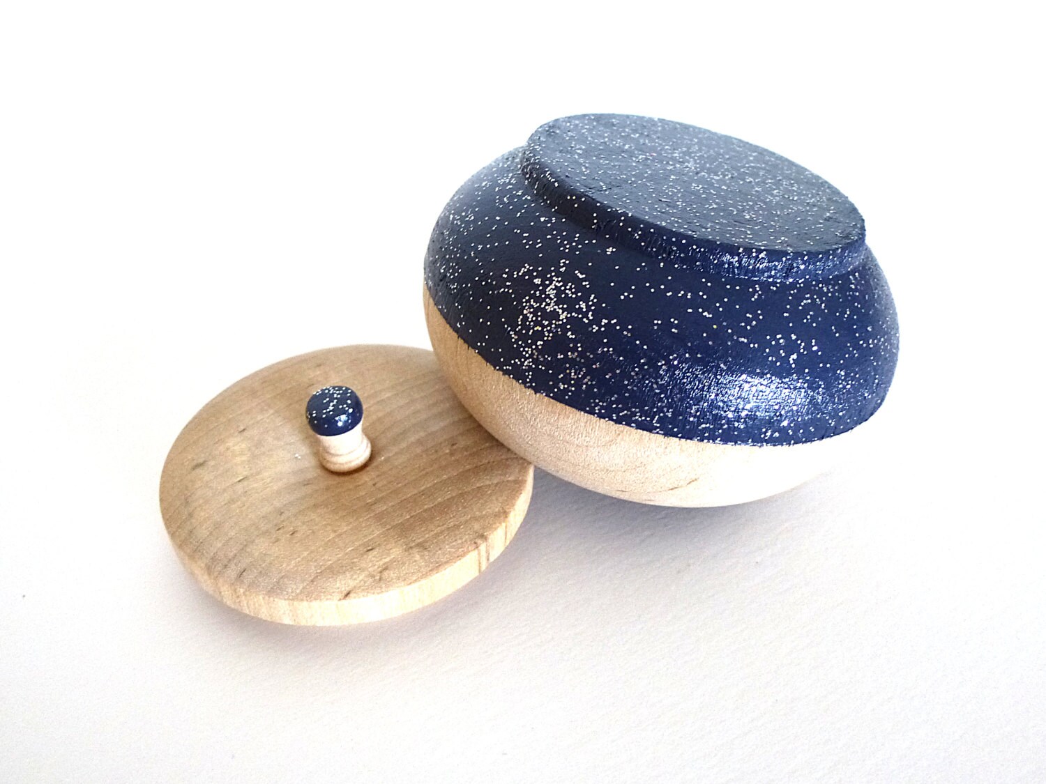 Navy Blue and Silver Glitter Wooden Box Tiny Wood Box - Etsy