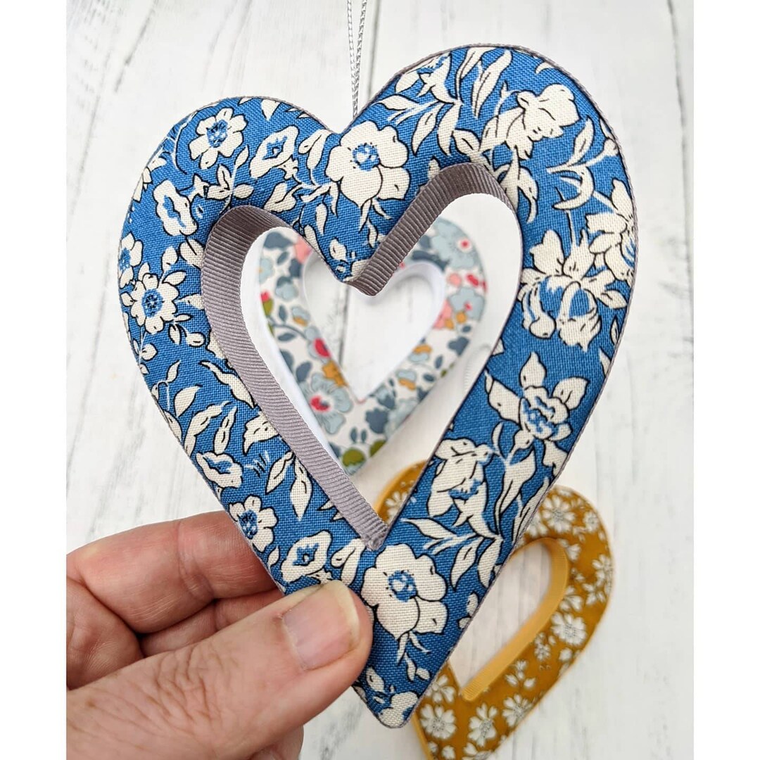 Liberty Fabric Heart, Floral Heart, Fabric Heart, Hanging Heart, Heart ...