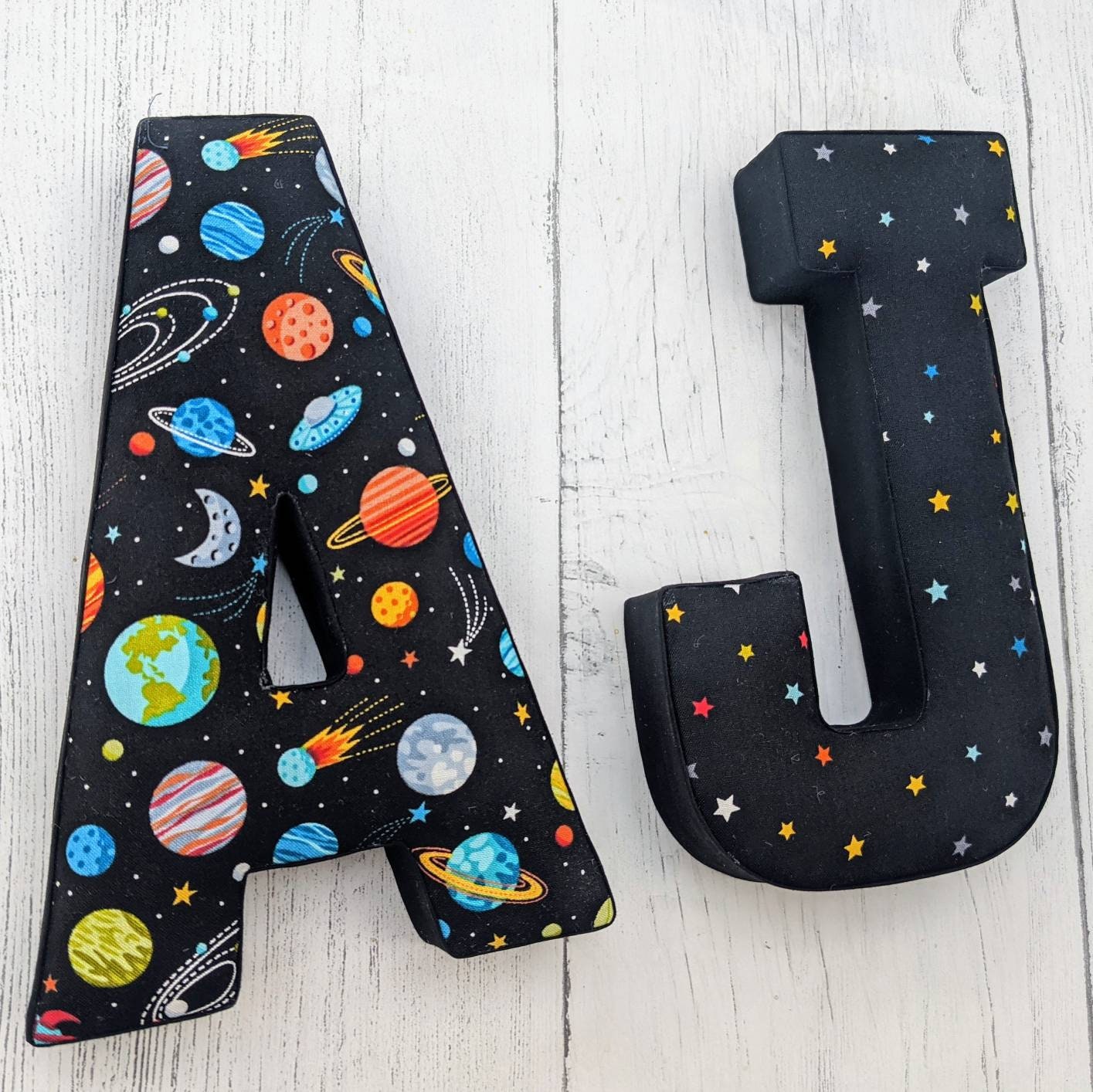 Nursery Decor Wall letters space theme Fabric Letters baby | Etsy