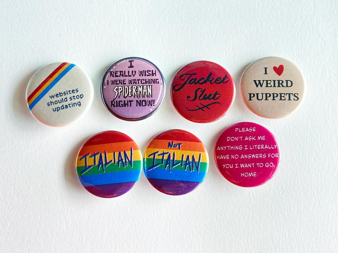 Statement Text 1.5in Button Pins - Etsy