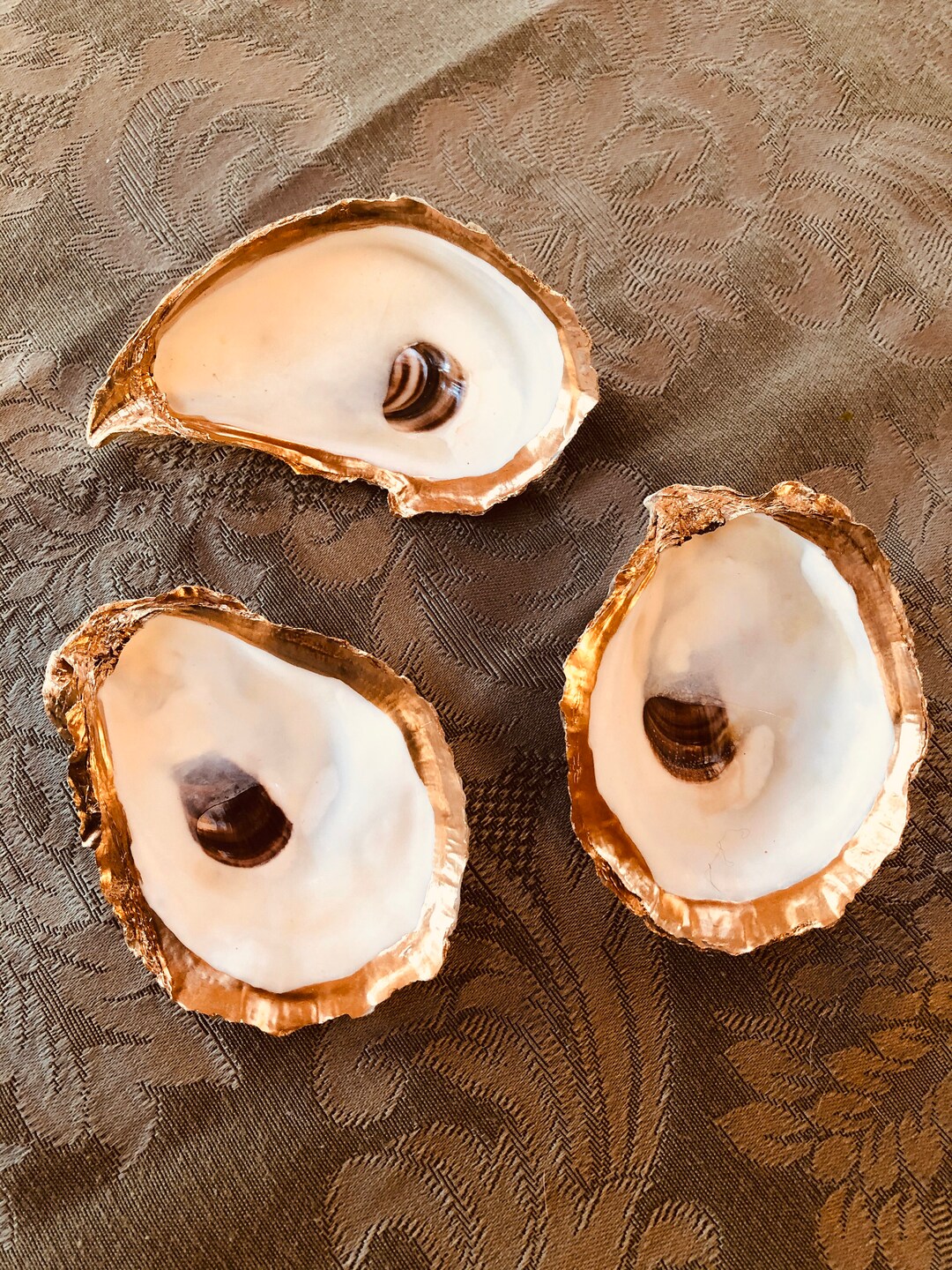 Gilded Oyster Shell Ring Dish | Gold Leaf Edged Trinket Holder - Etsy