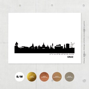 Graz Poster - Personalized - Copper Skyline Art Print Picture Wall - A4 ...