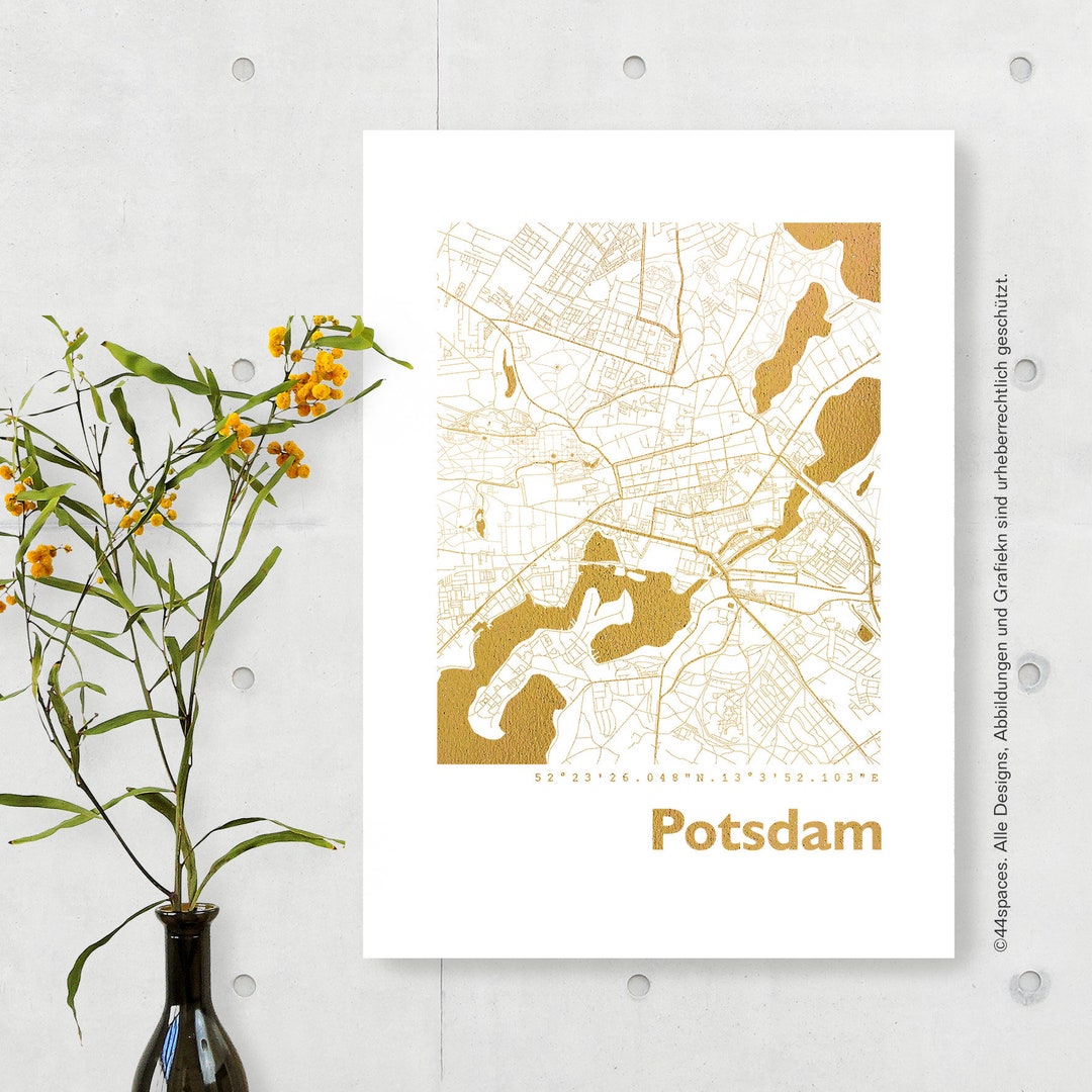 Cityscape Poster Potsdam Art Print in Metallic City Map Germany Wall ...